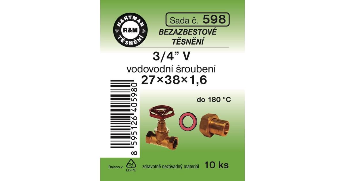 HARTMAN těsnění bezasbestové 3/4" 27*38mm, sada č. 598 - Nářadí Hornig