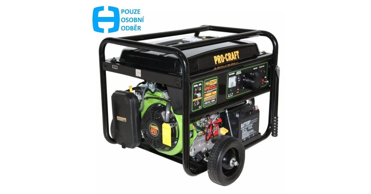 PROCRAFT GP85 elektrocentrála 230V, výkon max.8kW/7,5kW provozní, nádrž 25l, hmotnost 89kg ...