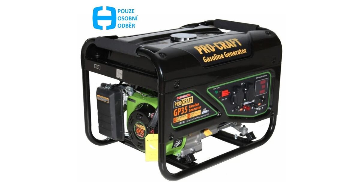 PROCRAFT GP35 elektrocentrála 230V, výkon max.3kW/2,8kW provozní, nádrž 15l, hmotnost 45kg ...